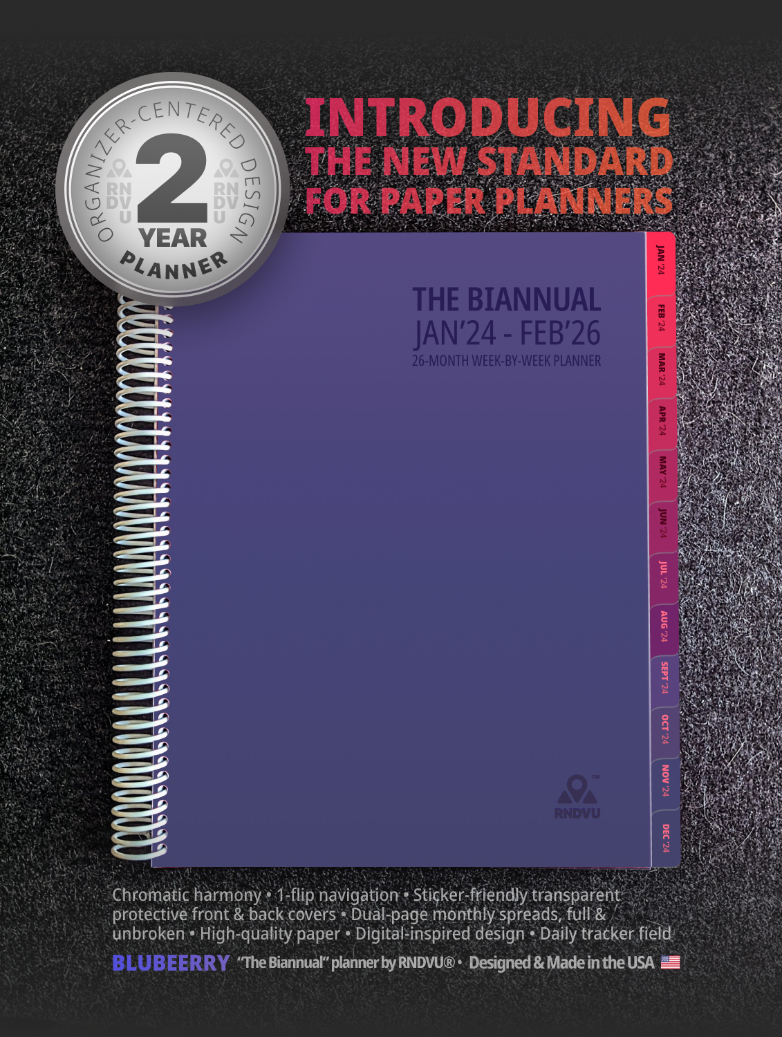 The Biannual Jan '24-Feb '26 Planner, BLUEBERRY by RNDVU Team Vervante