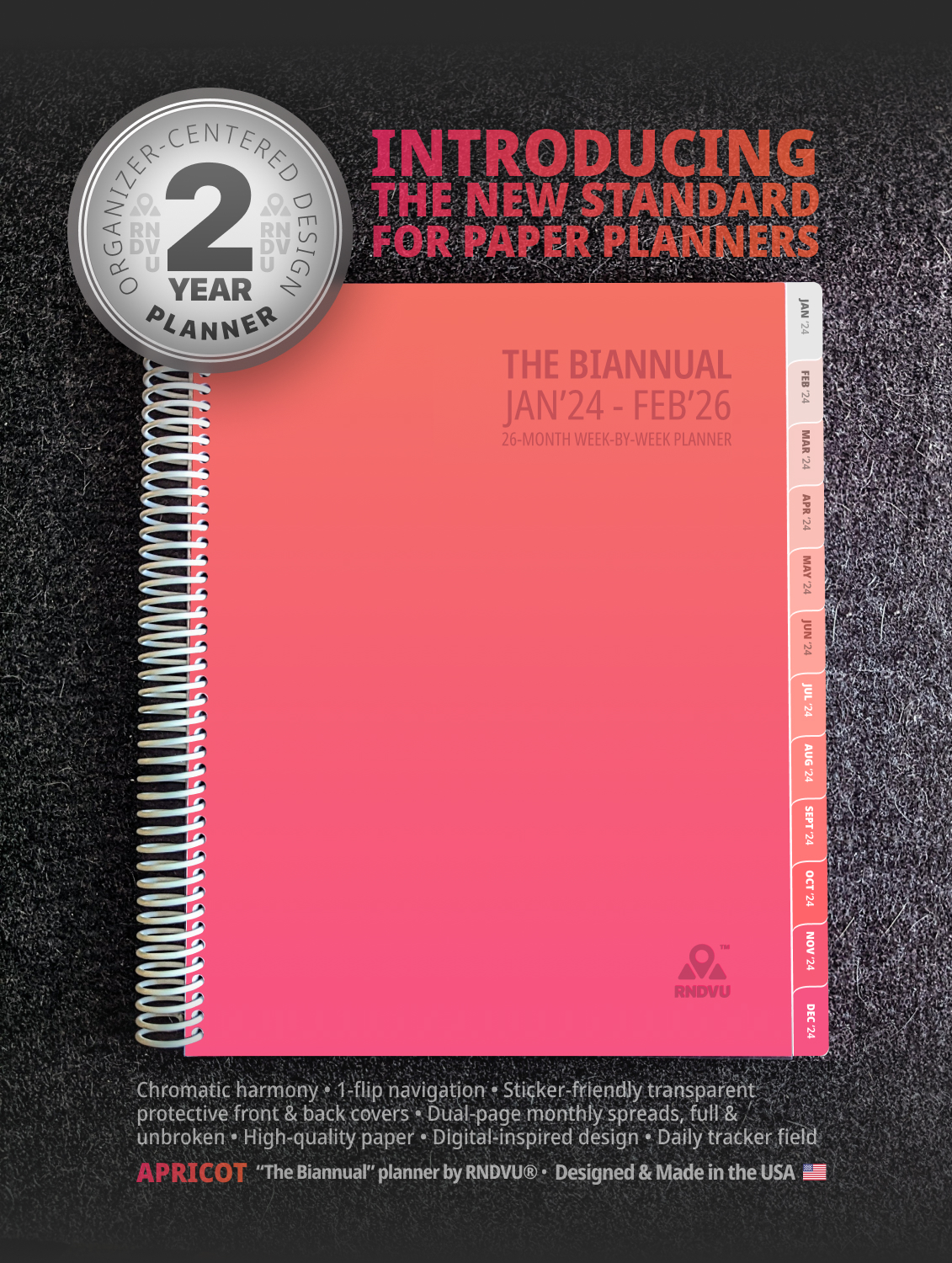 The Biannual Jan '24-Feb '26 Planner, APRICOT by RNDVU Team Vervante