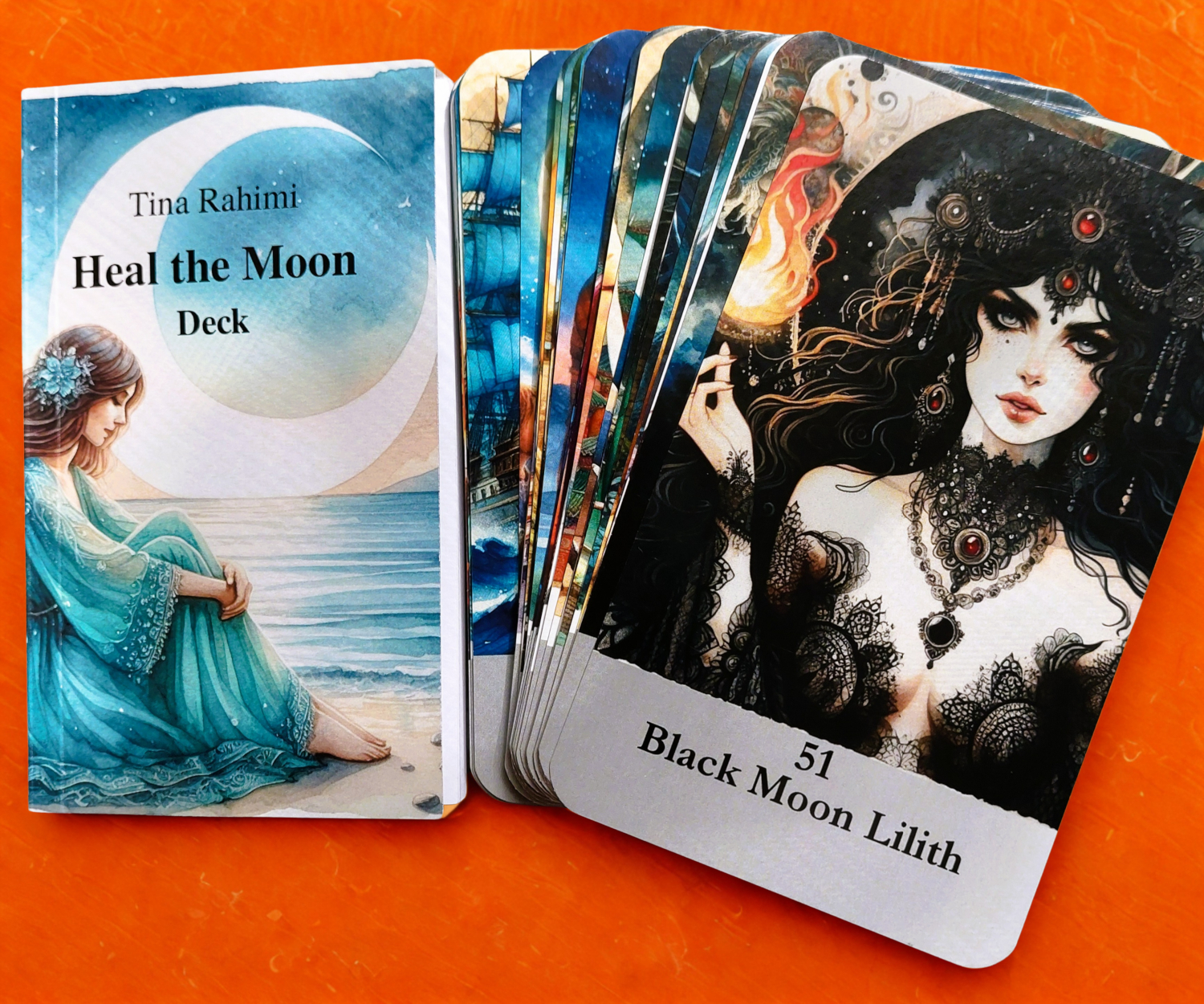Heal the Moon Deck + Guidebook (52 Cards, 3x5, 78-page Booklet) by Tina ...